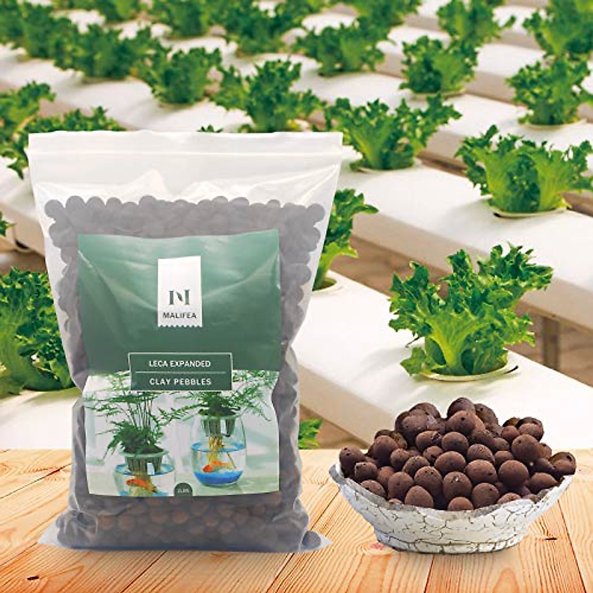 Malifea 2LBS Leca Expanded Clay Pebbles Hydroponics Supplies for Indoor Garden Plants
