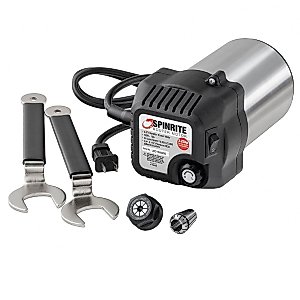 SpinRite Router Motor for Router Lifts and CNC, 3.25HP, Soft Start, Variable Speed, Easy Mount 4.2" Body, Includes Pair of ER20 Collets (1/2" & 1/4"), Collet Nut, Offset Wrench Set