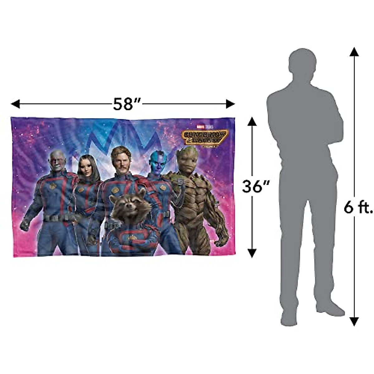LOGOVISION Guardians of The Galaxy Vol 3 Blanket, 36"x58" Guardians Line Up Fleece Blanket