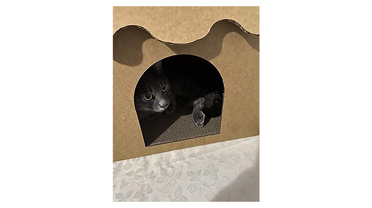 SVY Cozy Cardboard Cat House & Scratcher - Castle Design