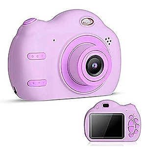 LKYBOA Photo Camera Cartoon Child Camera -Kids Camera, Kids Digital Camera Screen Selfie Video Camera with Cartoon Silicone Case (Color : Purple)