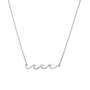 Pura Vida Silver Delicate Wave Necklace, Rhodium Plating - Brass Base, 18 Inches