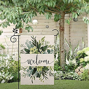 CROWNED BEAUTY Spring Floral Welcome Garden Flag 12×18 Inch Small Vertical Double Sided Seasonal Outside Décor for Yard Farmhouse CF099-12