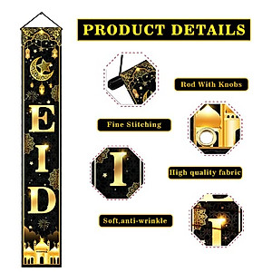 2 In 1 Ramadan and Eid Door Banner, Ramadan and Eid Decorations for Home, Ramadan Banner Decorations, Eid Mubarak Door Sign, Ramadan Door Decoration, Eid Mubarak Door Banner for Indoor Outdoor tineit