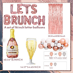 LaVenty 43 PCS Lets Brunch Decoration Brunch and Bubbly Bridal Shower Decoration Lets Brunch Sign Banner Floral Bridal Shower Decoration