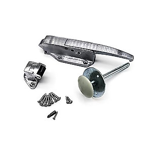 Kason 0058 Brushed Chrome Radial Latch KIT with 0059 Roller Strike, -1/8" to 1/4" Offset, 0481 4" Inside Release and Hardware KIT