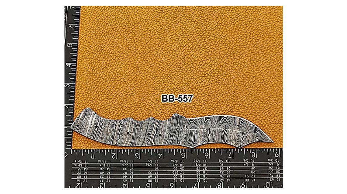 9" Long Dao Blade, Hand Forged Ladder Pattern Damascus Steel Blank ...