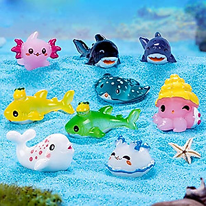 FUNSHOWCASE Miniature Sea Figurines 1:12 1inch Charm 18-Count Epoxy Art UV Resin Inlay Diorama Aquarium Terrarium Fairy Garden