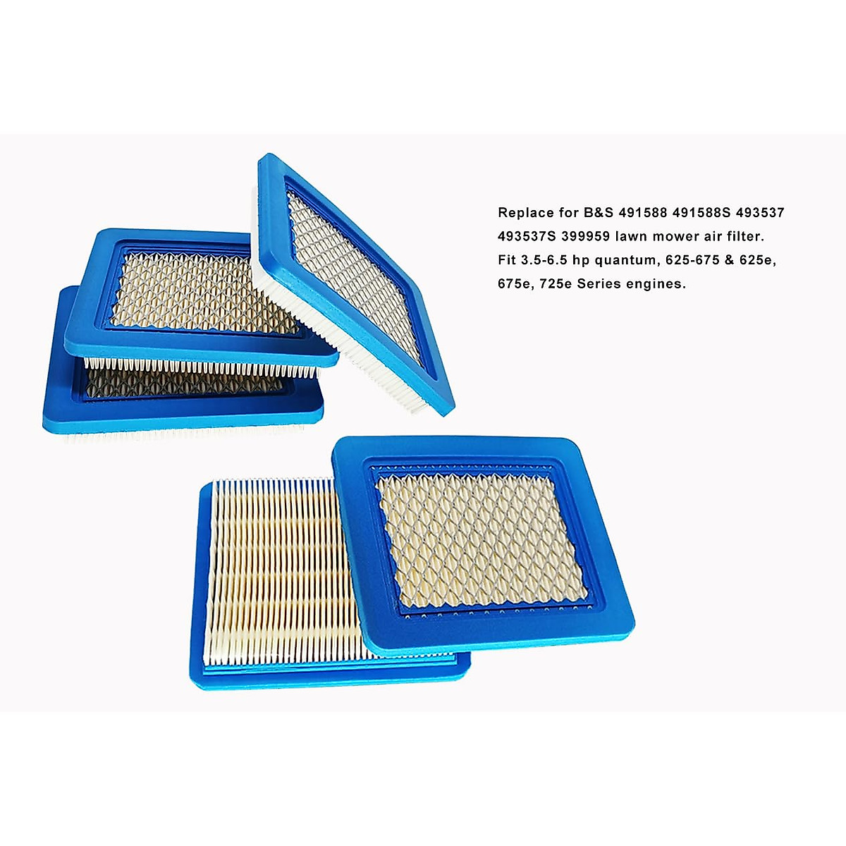 ZLKSKER 5pcs 491588S Lawn Mower Air Filter Replacement for B&S 491588 399959, Air Cleaner