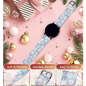 TOXXU Christmas Snowflake Watch Band 20mm Compatible with Samsung Galaxy Watch 5/ Watch 5 Pro / Watch 4/ Watch 4 Classic/ Watch 3/ Watch Active 2/ Watch Active/ Watch for Women Men, Stylish Cute Pattern Xmas Printed Replacement Strap