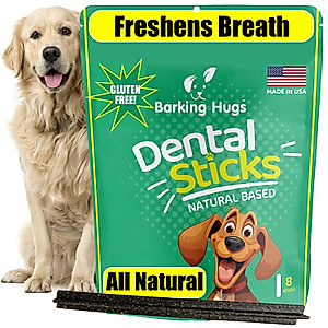BARKING HUGS Dental Sticks - Natural Dog Dental Treats for Fresh Breath & Clean Teeth, All Natural Dog Breath freshener Dogs, No Grain or fillers, Dental Chews for Dogs with Peppermint Oil