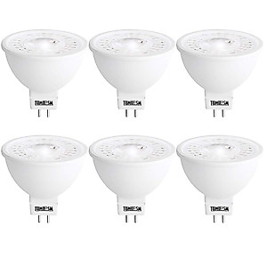 TUMUPSM MR16 LED Light Bulbs 12V 5000K Daylight GU5.3 Spot Bipin Non-Dimmable 5W 500LM 50W Halogen Replacement for Landscape, Track, Recessed Lighting 6 Pack