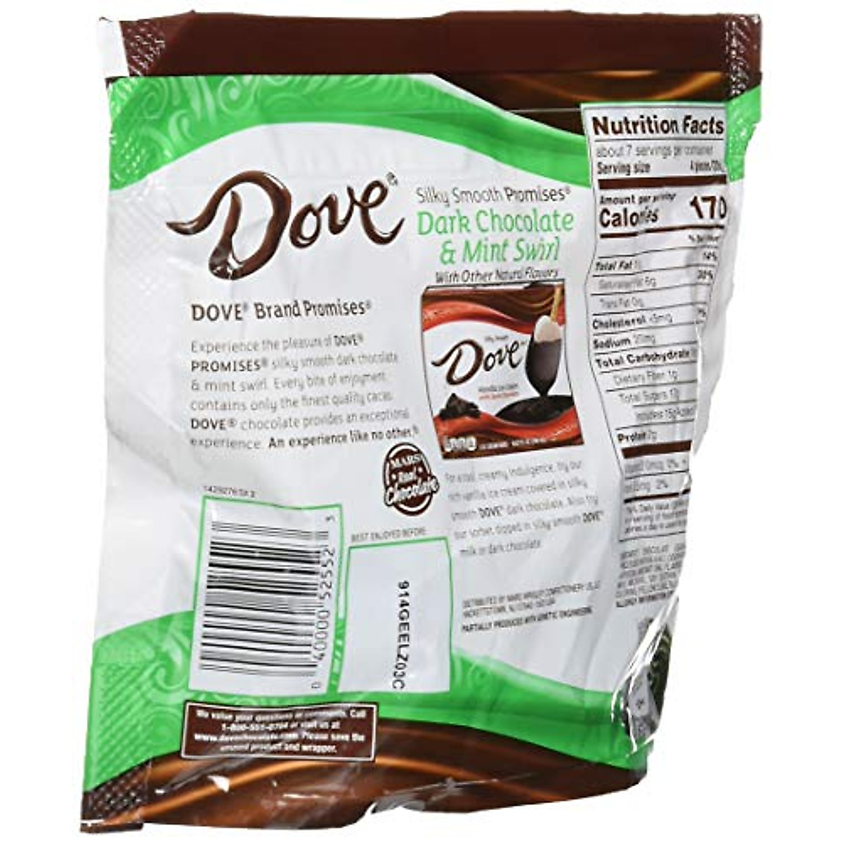 Dove Promises Dark Chocolate Mint Swirl Candy Bag, 7.61 Oz