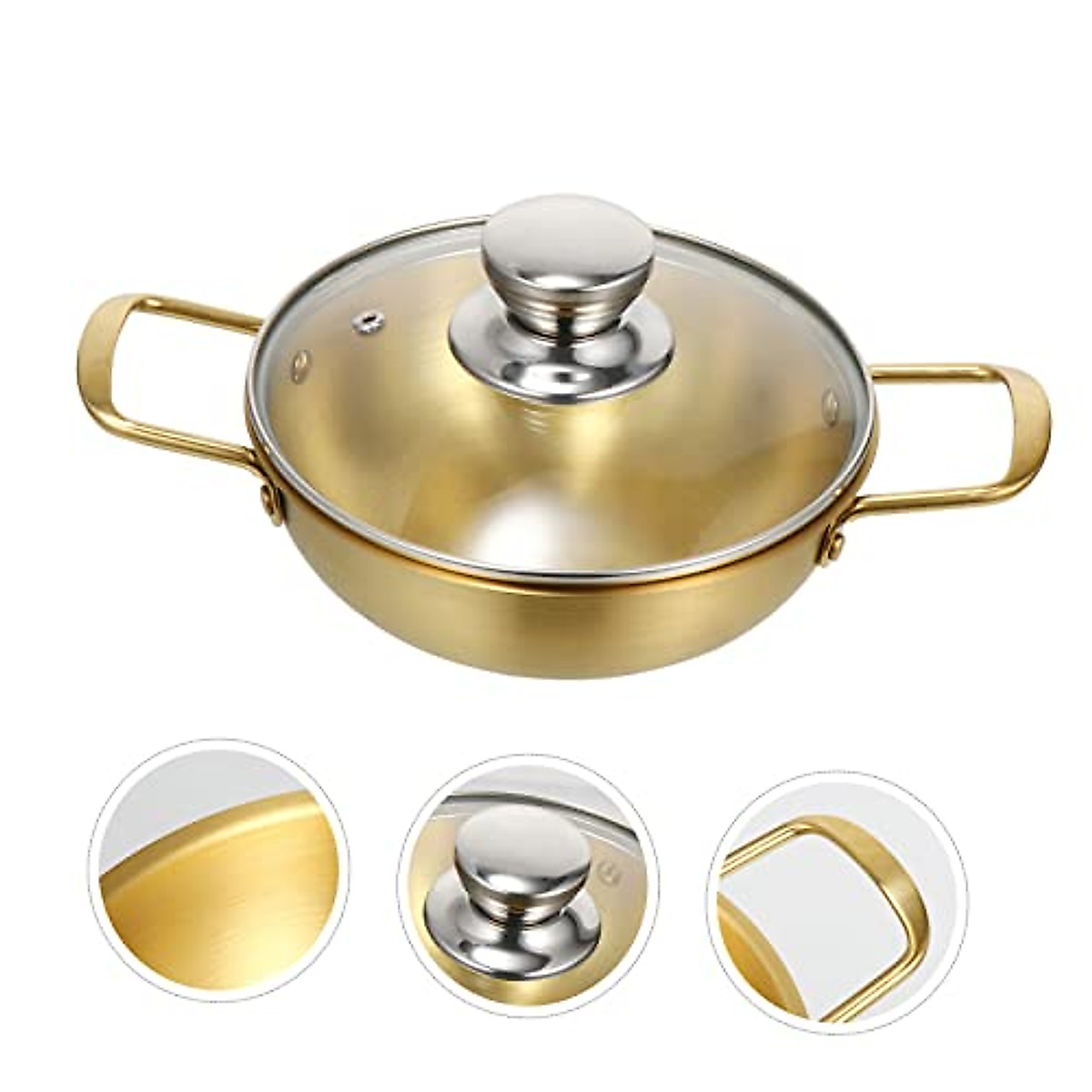 Yardwe 1 Set Stainless Steel Noodle Pot Stove Griddle Stainless Steel Skillet Japanese Ramen Metal Steaming Pot Korean Noodle Pan Noodles Cooker Ramen Pot Household Saucepan Kitchen Pan