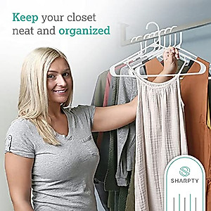 Sharpty Plastic Hangers Clothes Hangers for Clothing, Closet, Coats & Shirts - Durable, Thick, Tough & Space Saving - for Everyday Standard Use, Room Essentials & Basics - 60 Pack - Color