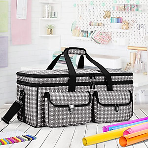 Yarwo Double-Layer Carrying Bag Compatible for Cricut Maker, Cricut Explore Air (Air 2), Silhouette Cameo 4, Travel Storage Case for Die-Cut Machine and Craft Accessories, Dots (Patent Pending)