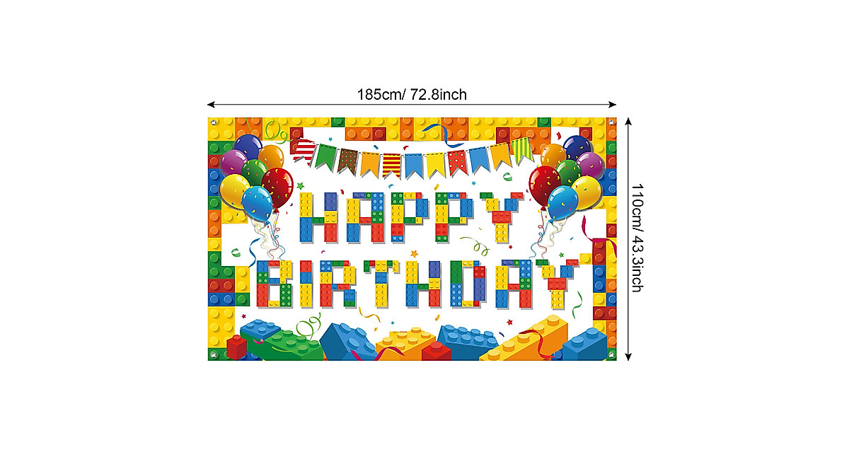 Colorful Building Blocks Birthday Backdrop for Kids