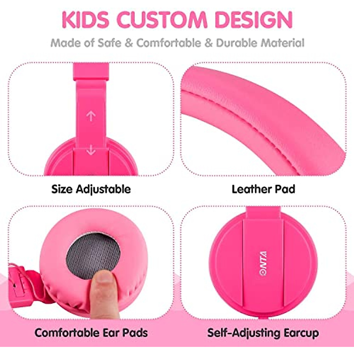 ONTA Kids Headphones for Boys Girls - Child Student Headset Wired Plug Toddler Earphones School Teen on Ear for Ipad | Computer | Smart Phone | Amazon Fire Tablet | Laptop | Plane Travel | Game, Pink