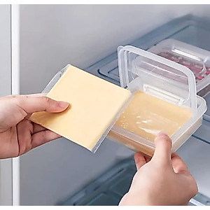 (2 pack) Plastic Refrigerator Storage Cheese Box, Cheese Container, Cheese Slice Storage Box, Square Refrigerator Box for Food Storage and Oragnization