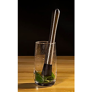 Ortarco 10 Inch Stainless Steel Muddler for Cocktail and 10 Inch Mixing Bar Spoon, 2 Pices Home Bar Tool Set