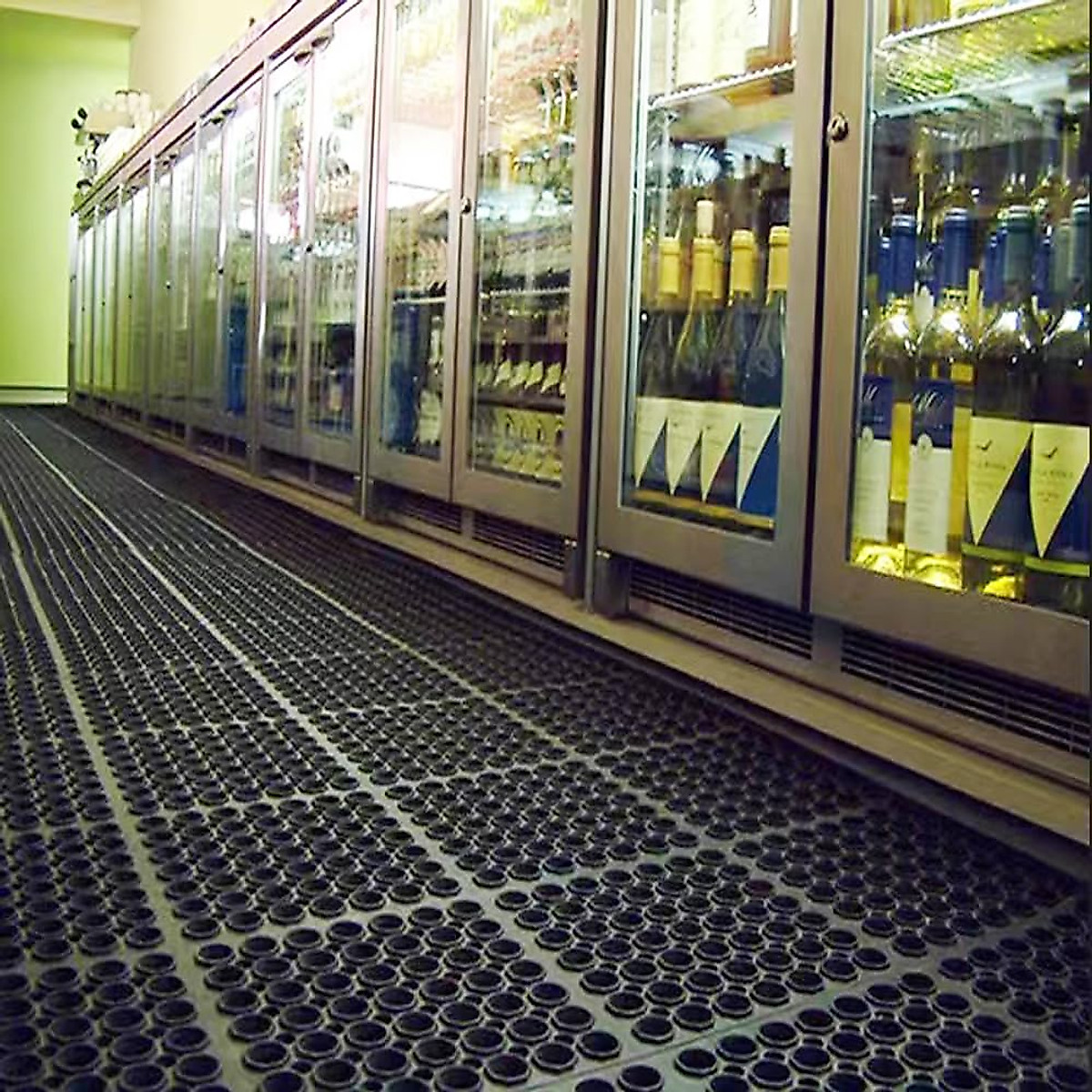 Anti-Fatigue Rubber Floor Mat - NANBOWANG Commercial Grade Grease Resistant Non-Slip Recycle Tyre Floor Mats for Restaurant Kitchen Bar Garden Outdoor Wet Area(36"x 36") Black