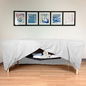 Body Linen Microfiber Massage Table Skirt Massage Table Bed Skirt to Fit Standard Size Massage Tables - Lightweight, Super Soft and Stain-Resisting - White