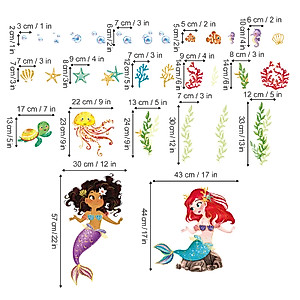 decalmile Mermaid Under The Sea Wall Stickers Princess Under The Sea Wall Sticker Wall Decoration Bedroom Baby Girl Bathroom