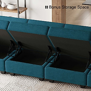 Belffin Oversized Modular Sectional Sofa U Shaped Couch Set with Storage Seat Convertible Large Couch U Shape Set Peacock Blue