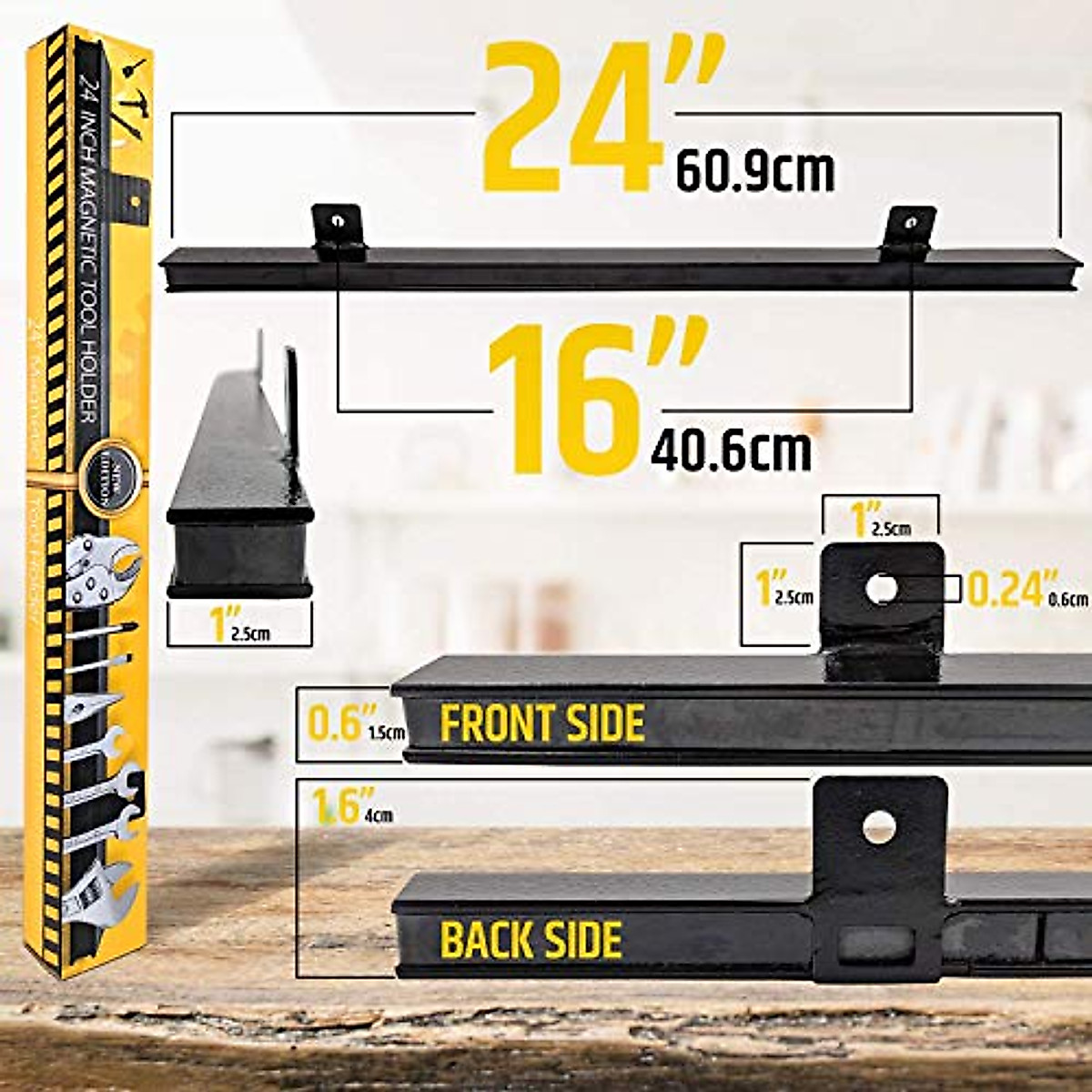 24" Heavy-Duty Magnetic Tool Holder (Upgraded Version) - Extremely Powerful Magnetic Pull Force to Hold Heavy Tools - Professional Space-Saving Magnetic Tool Bar - Metal Tool Organizer Rack/Strip