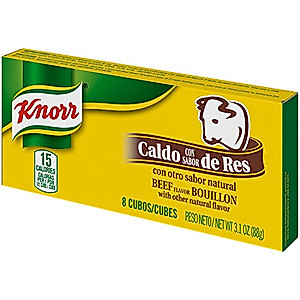 Knorr Bouillon Cubes Beef Flavor Bouillon/Caldo de Res Pack of 24, 8 Ct For Sauces, Soups and Stews Naturally Flavored 3.1 oz