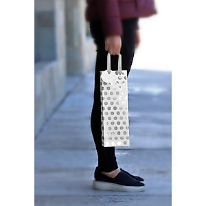 UNIQOOO 12Pcs Premium Quality Gold & Silver Metallic Foil Polka Dots Wine Gift Bag Bulk, w/Gift Massage Tag,100% Recyclable Paper,14"x4.75"x3.5" Wine Carrier Bags Tote Gift Bags, Party Gift Wrapping