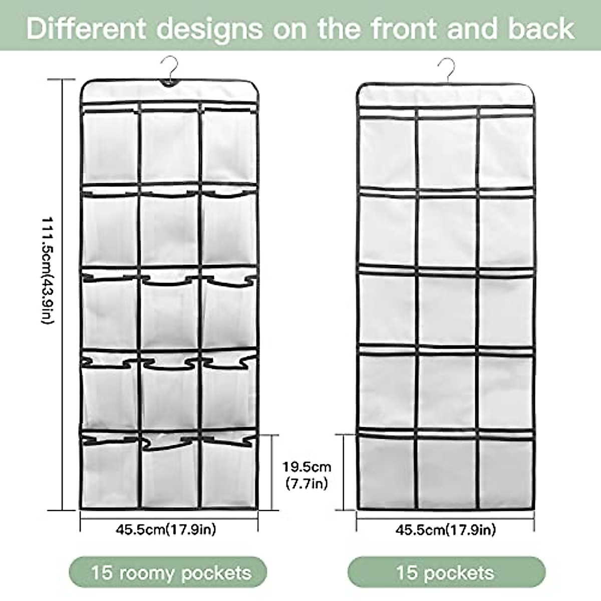Zimso 30 Pockets Dual Sided Hanging Shoe Rack Hanging Shoe Shelves, Baby Shoe Hanger Organizer for Closet 43.9 x 43.9 in (White)