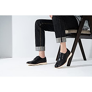 Jousen Men's Black Dress Shoes Formal Lace Up Casual Dress Shoes for Men Oxfords Shoes (AMY733 Black 10)