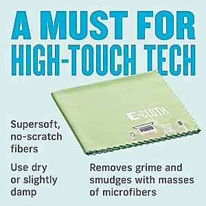 E-Cloth Reusable Personal Electronics Microfiber Screen Cleaning Cloth, Screen Cleaner for Smart Phones, Tablets & Laptop Computers, 100 Wash Guarantee, Green, 1 Pack