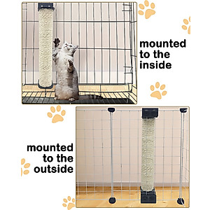 VCEPJH 2 Pcs Cat Scratching Post for Crate Cage Mounted Cat Scratcher Natural Sisal Scratch for Scratching and Climbing Furniture 15x2.7inches (White)