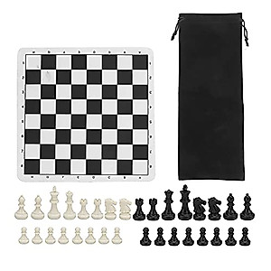 VBESTLIFE Tournament Chess Set Portable International Standard Chess Game Set with Roll Up Rubber Chessboard Chess, Leisure Sports