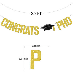 Congrats PHD Banner,Graduation Themed Class of 2024 Congrats Doctor Decorations，We are So Proud of You，Congratulations PHD College Graduation Party Supplies Black Gold