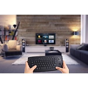 Fonicer Multimedia 2.4Ghz Wireless Mini Keyboard with Trackball Mouse Scroll Wheel for PCMacAndroid Tv Box, Remote Controller,X Structure, Black