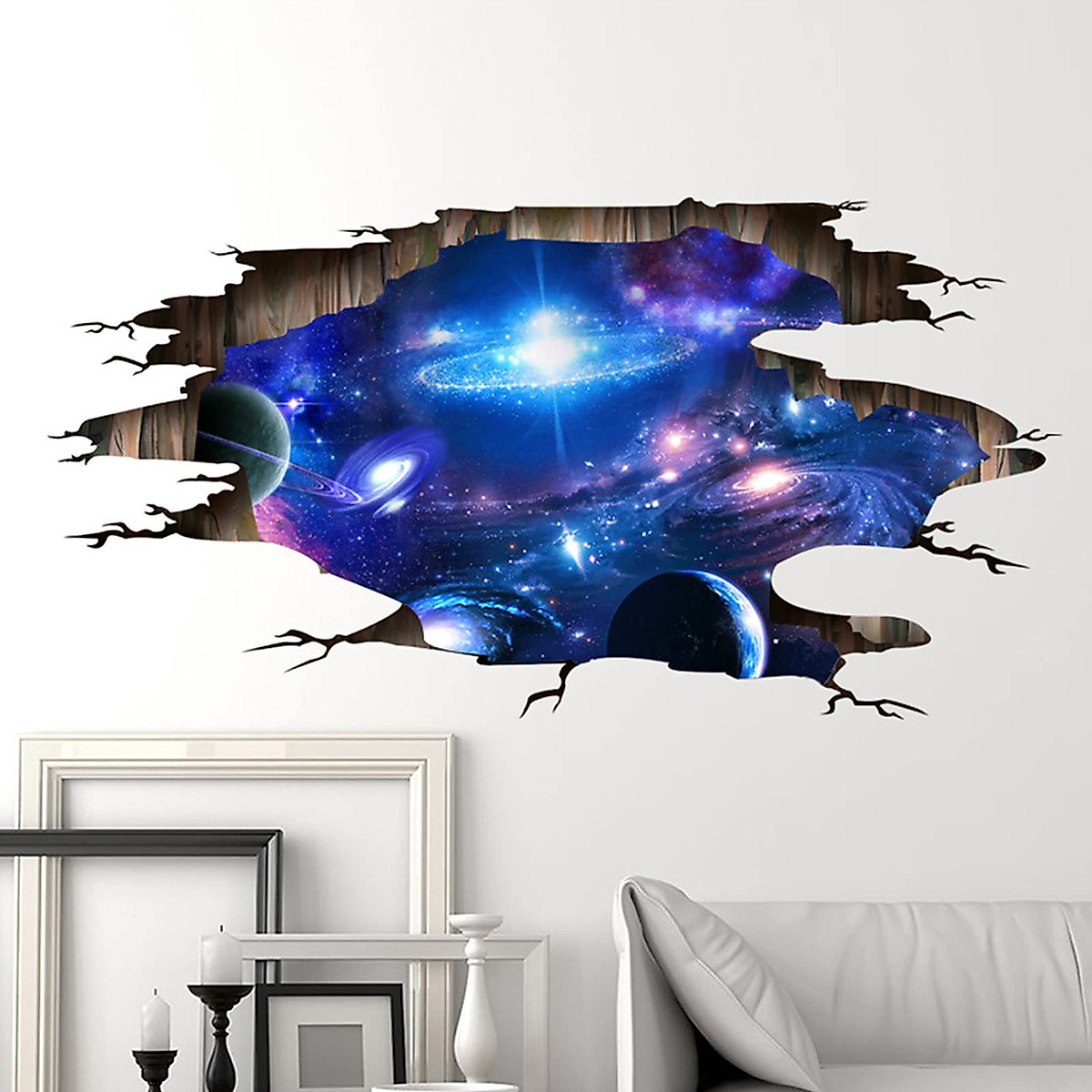 SENGTER Outer Space Decor 3D Wallpaper Ceiling Stars Planet Galaxy Decor Wall Mural Waterproof Removable Kids Wall Decals Posters for Boys Room Living Room Wall Decor Sticker Cool Room Decor