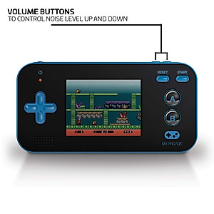 My Arcade Gamer V Portable - Handheld Gaming System - 220 Retro Style Games - Lightweight Compact Size - Battery Powered - Full Color Display - Volume Buttons - Blue