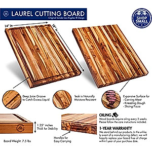 Sonder Los Angeles, Large Teak Wood Cutting Board for Kitchen with Juice Groove, Reversible Charcuterie Butcher Block 18x14x1.25 in (Gift Box Included)