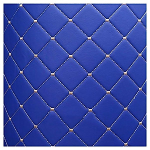 VAKUUM Faux Leather Quilted Leather Diamond Stitch Padded Cushion Linen Wadding Faux Leather Interior Vehicle Upholstery Fabric White Leatherette Fabric (Color : Treasure Blue, Size : 1.4X4m)