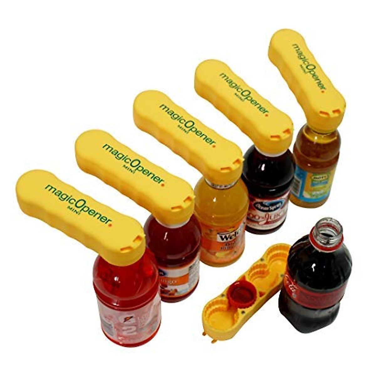magic Opener MINI | 3-PACK Special | Soda/Water & Juice Bottle Openers | Twist off Plastic Bottles ez | Open 8 different cap sizes | Arthritis Help | Elderly Aids | Pull Tab Soup Cans Helper | Gifts