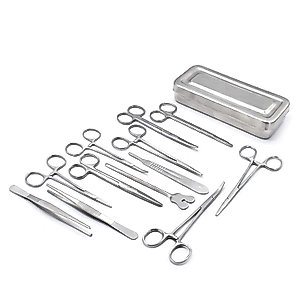 Precise Canada: Set of 13 Pieces Basic Surgi Forceps Scissors Needle Holder Kit Stainless Steel Box Instruments DS-1290