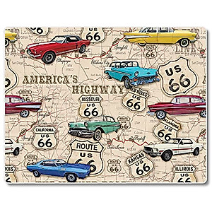 CounterArt Route 66 Map 3mm Heat Tolerant Tempered Glass Cutting Board 10” x 8” Manufactured in the USA Dishwasher Safe