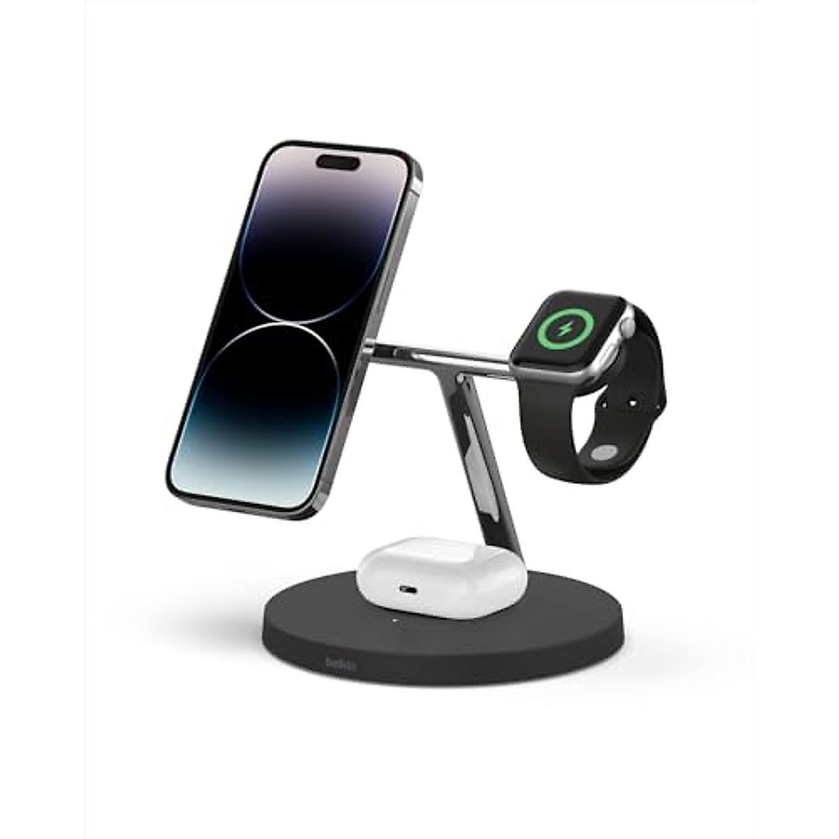 Belkin MagSafe 3-in-1 Wireless Charging Stand (Older 2021 Release) for Apple Watch, iPhone Series, AirPods - Black