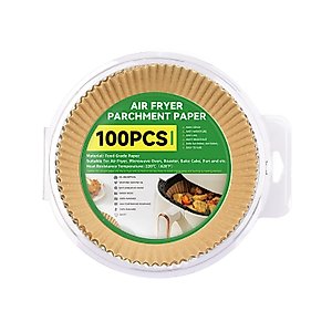 Air Fryer Disposable Paper Liner, Parchment Sheets Round Baking Paper for Air Fryer, Microwave Oven, Roaster, Pan - 100Pcs (8 inch/20cm)