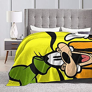 Cartoon Printing Flannel Super Soft Throw Blanket for Kids Adults,Comfortable and Warm for Sofa Bed Bedroom Living Room Camping Travel (Yellow) 80"X60"