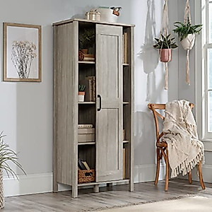 Sauder Miscellaneous Storage Sliding Door Cabinet, L: 27.09" x W: 15.39" x H: 62.99", Spring Maple Finish