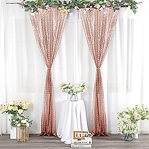 BEDDEB Rose Gold Sequin Backdrop Curtain, 2PCS 2FTx8FT Glitter Backdrop Curtain for Christmas, Birthday, Wedding, Party Decoration